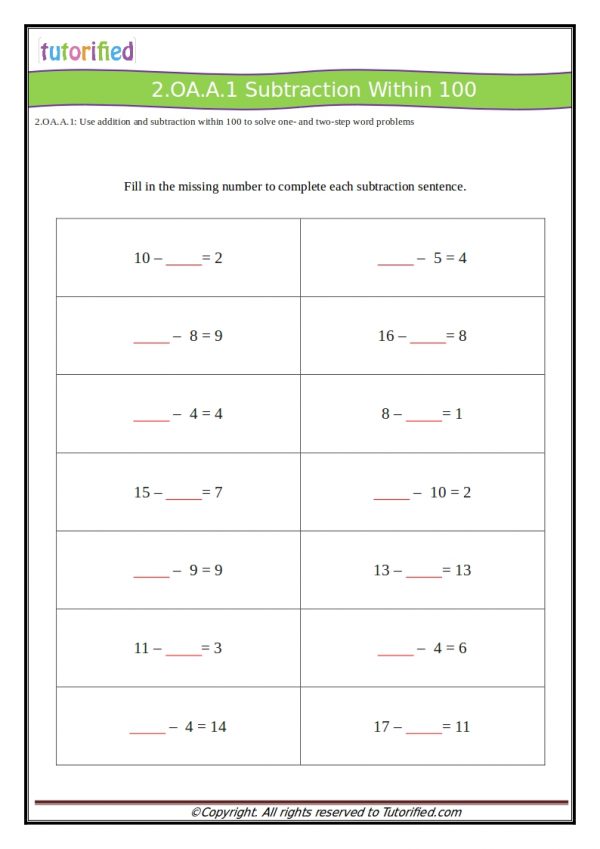 2nd Grade Common Core Math Worksheets
