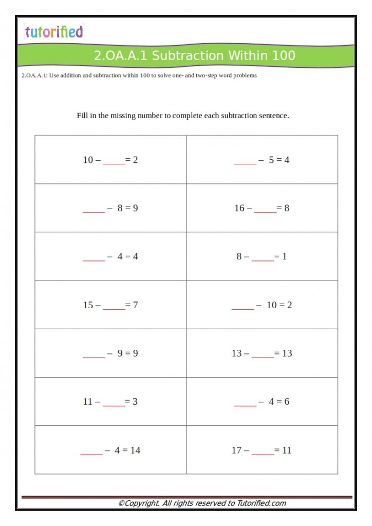 2nd Grade Common Core Math Worksheets
