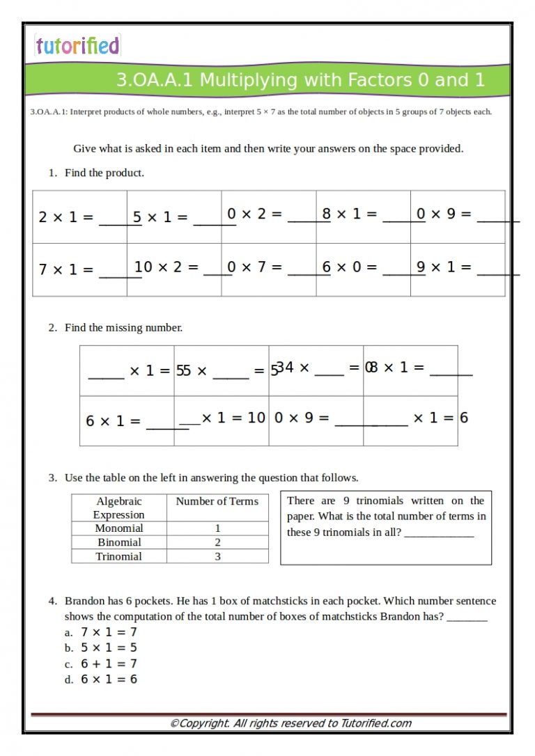 3rd Grade Common Core Math Worksheets