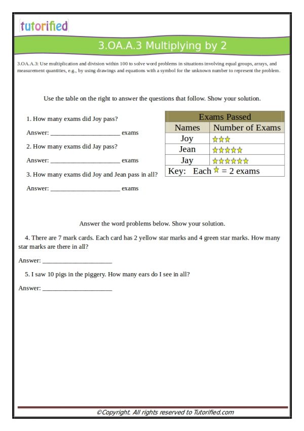 3rd Grade Common Core Math Worksheets