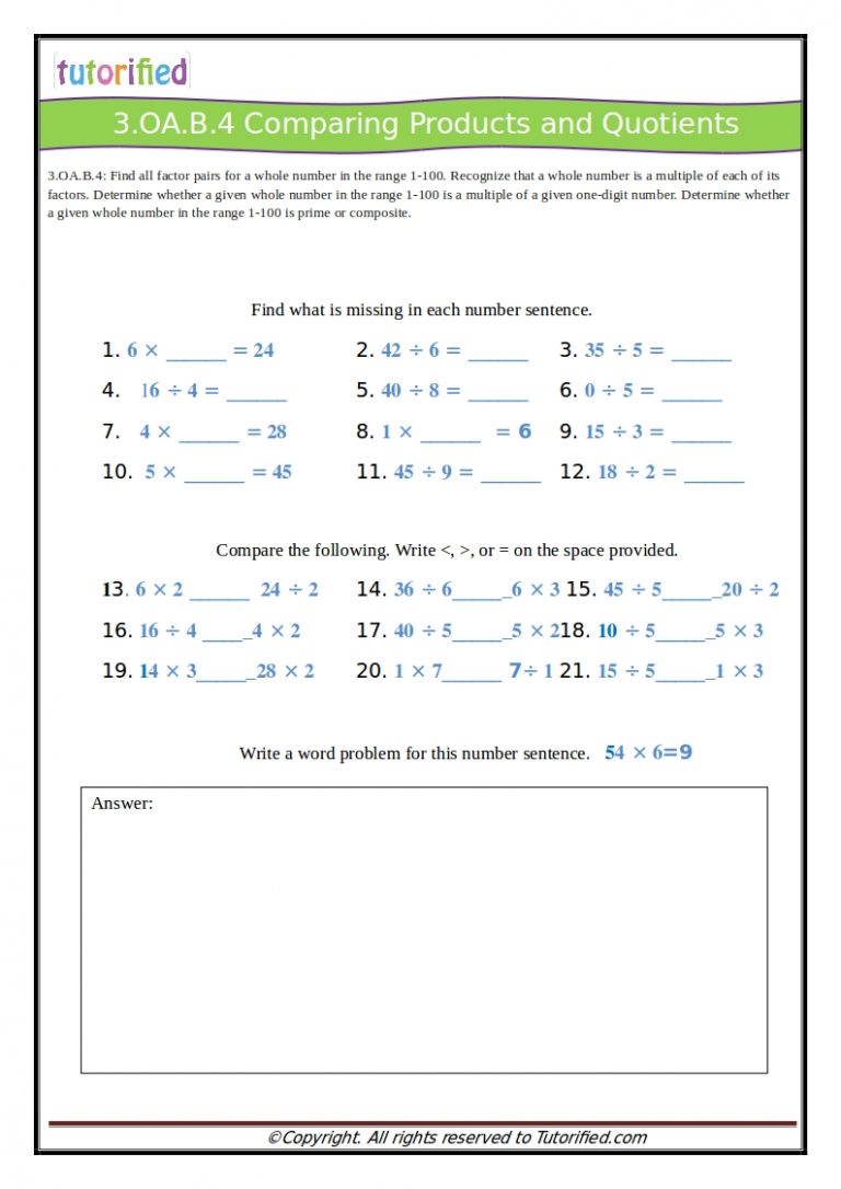 3rd Grade Common Core Math Worksheets
