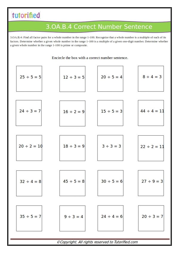 3rd Grade Common Core Math Worksheets