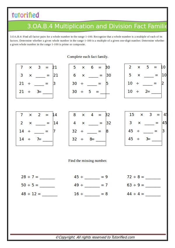 3rd Grade Common Core Math Worksheets