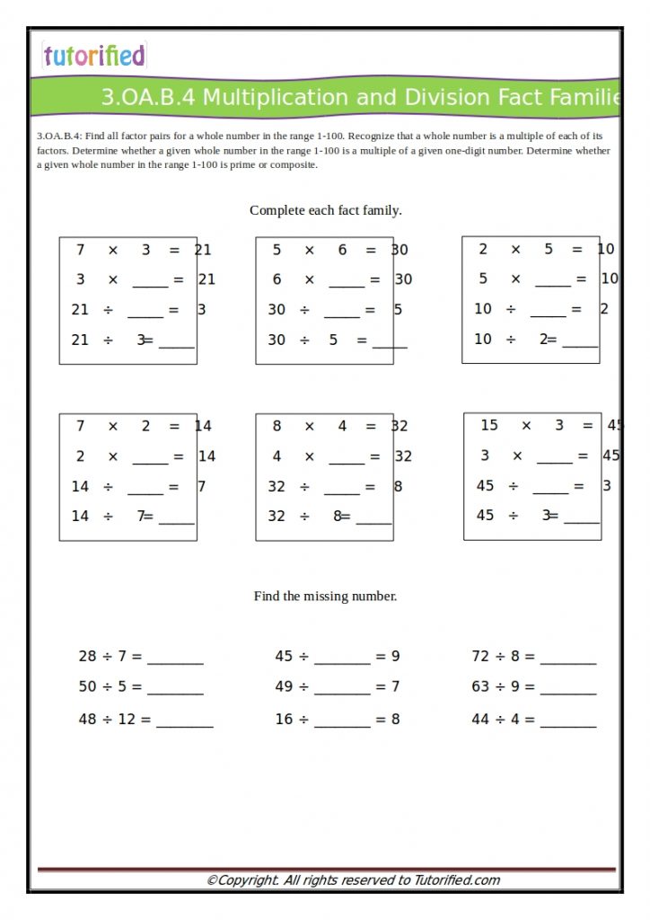 3rd Grade Common Core Math Worksheets