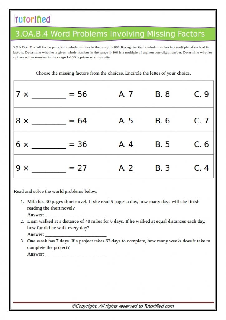 3rd Grade Common Core Math Worksheets
