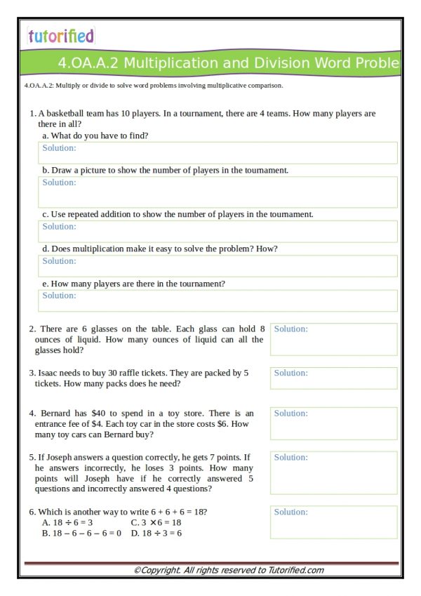 4th Grade Common Core Math Worksheets