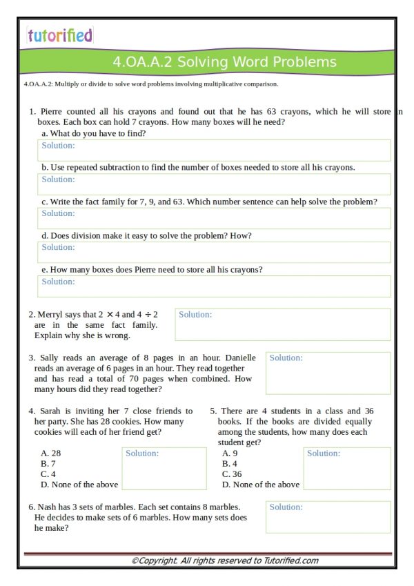 4th Grade Common Core Math Worksheets
