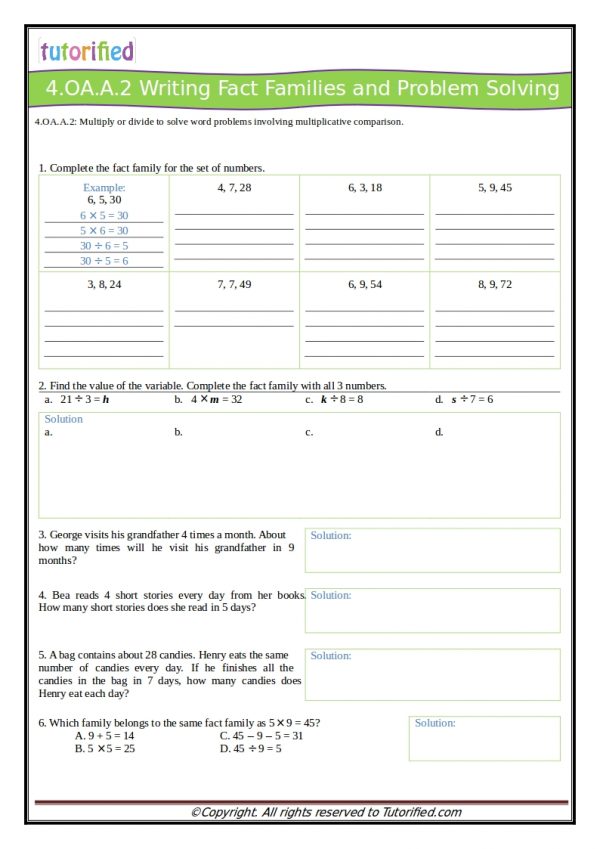 4th Grade Common Core Math Worksheets