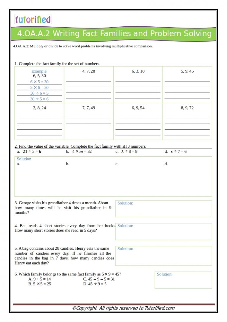 4th Grade Common Core Math Worksheets