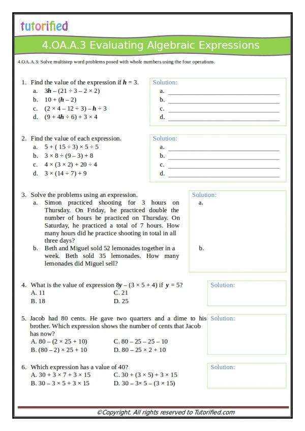 4th Grade Common Core Math Worksheets