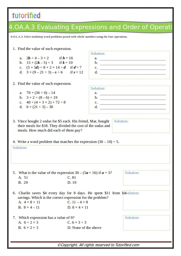 4th Grade Common Core Math Worksheets