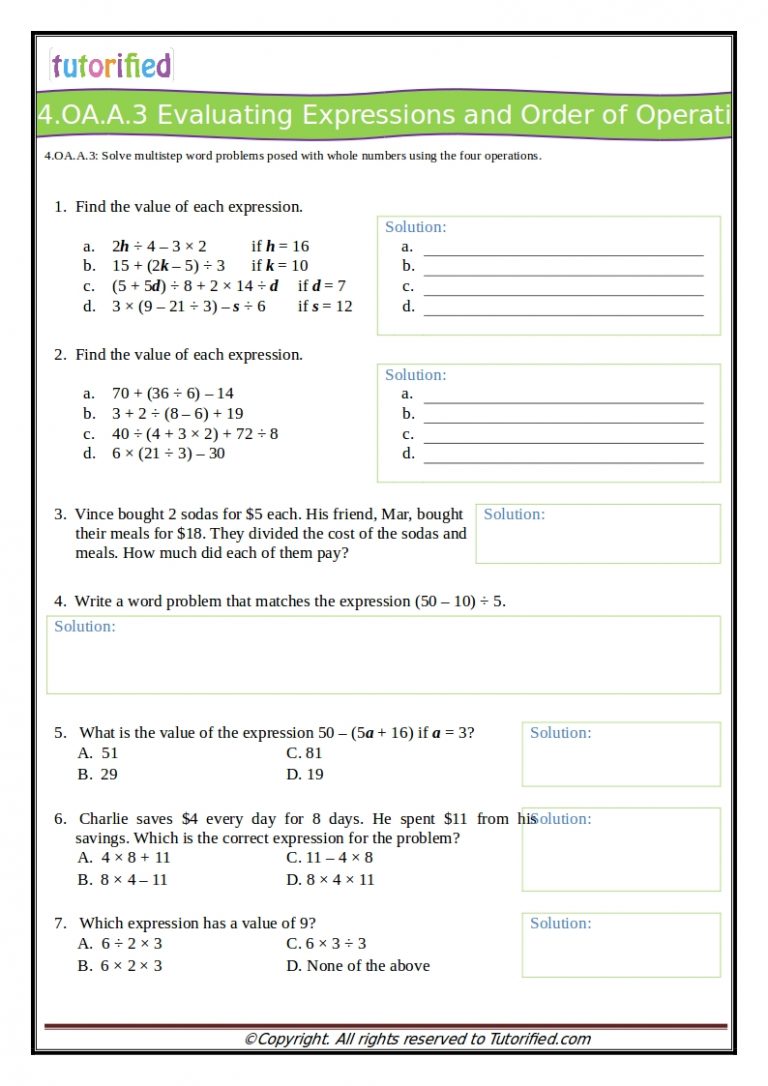 4th Grade Common Core Math Worksheets