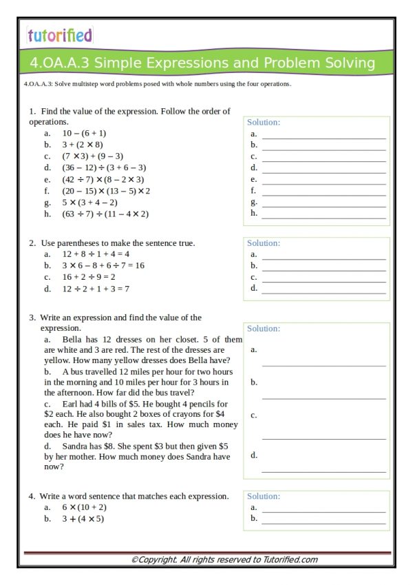 4th Grade Common Core Math Worksheets