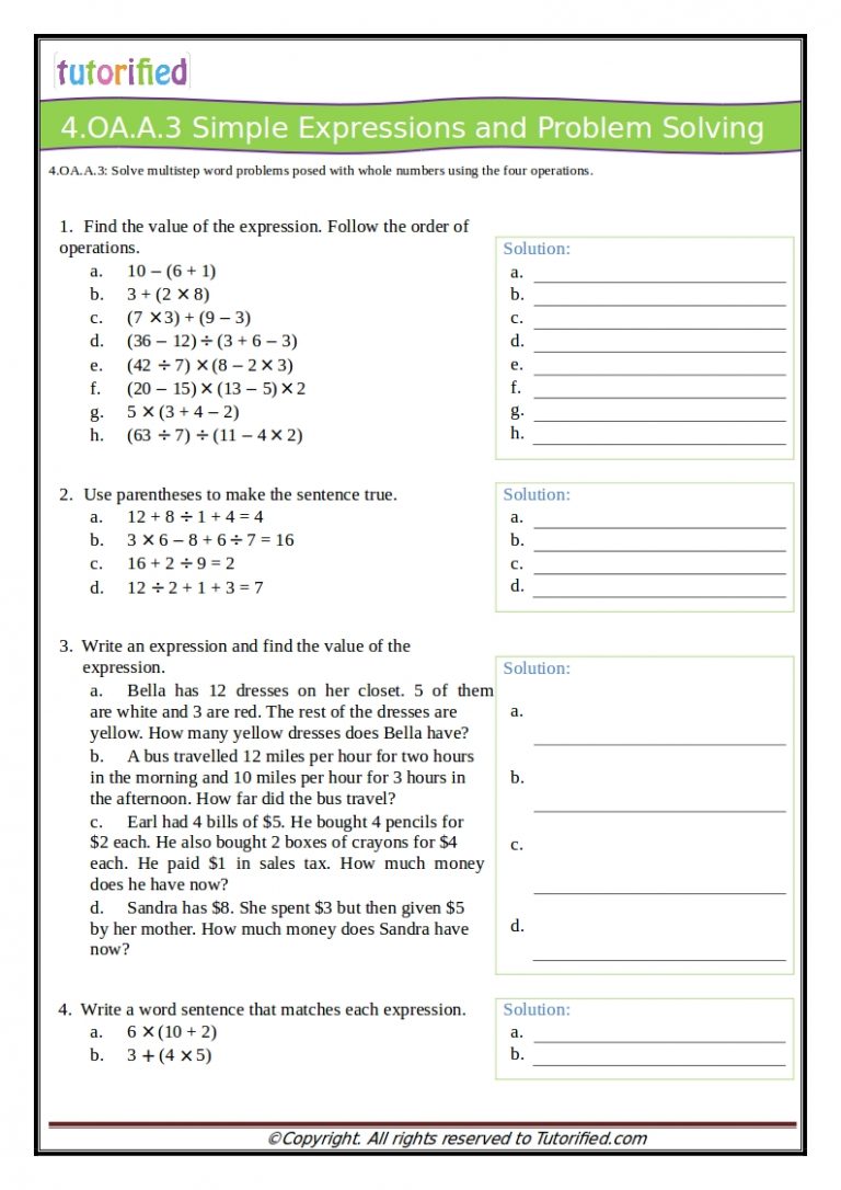 4th Grade Common Core Math Worksheets