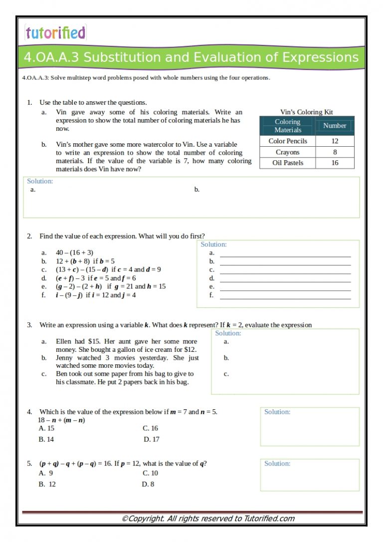 4th Grade Common Core Math Worksheets