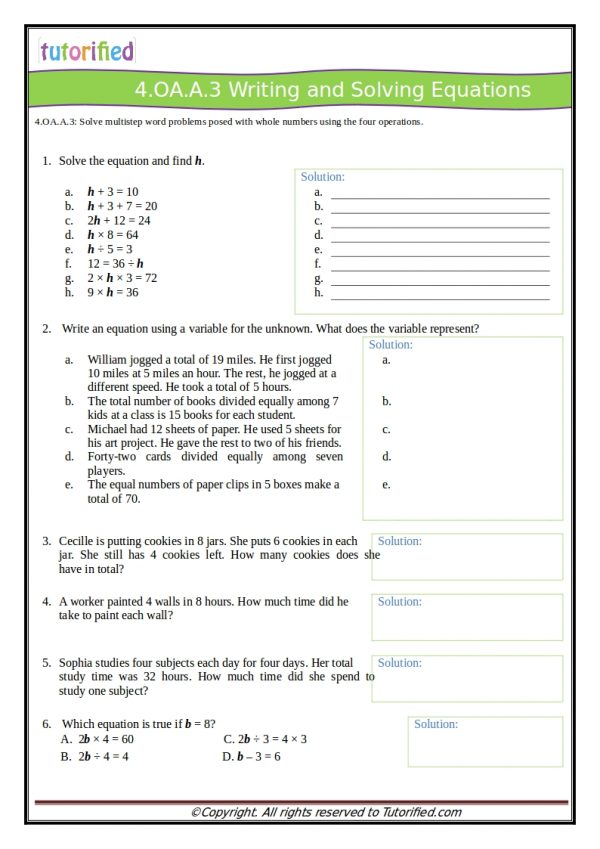 4th Grade Common Core Math Worksheets