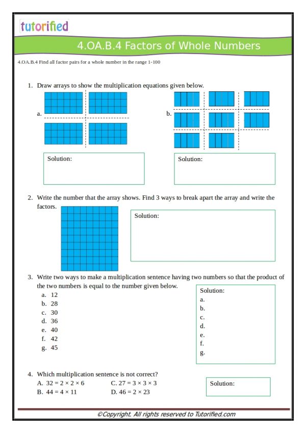 4th Grade Common Core Math Worksheets