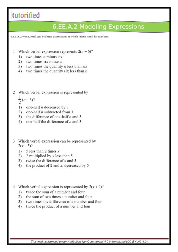 6th Grade Common Core Math Worksheets