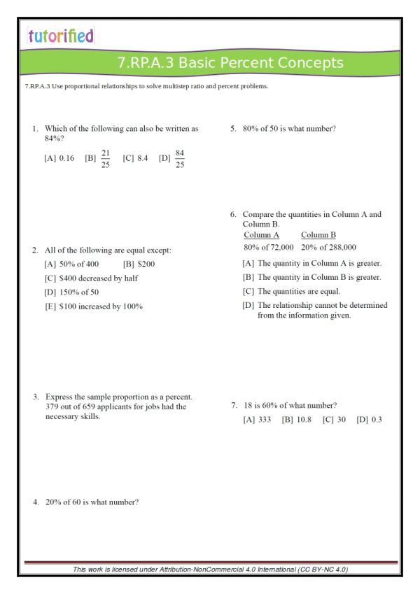 7th Grade Common Core Math Worksheets
