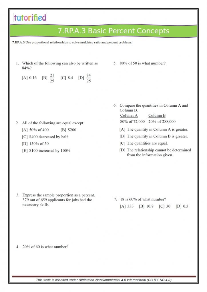 7th Grade Common Core Math Worksheets