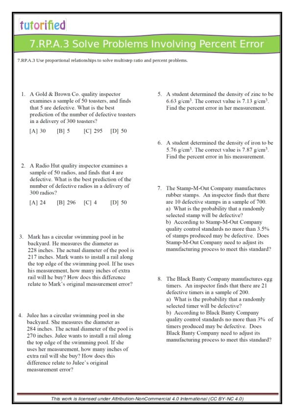 7th Grade Common Core Math Worksheets