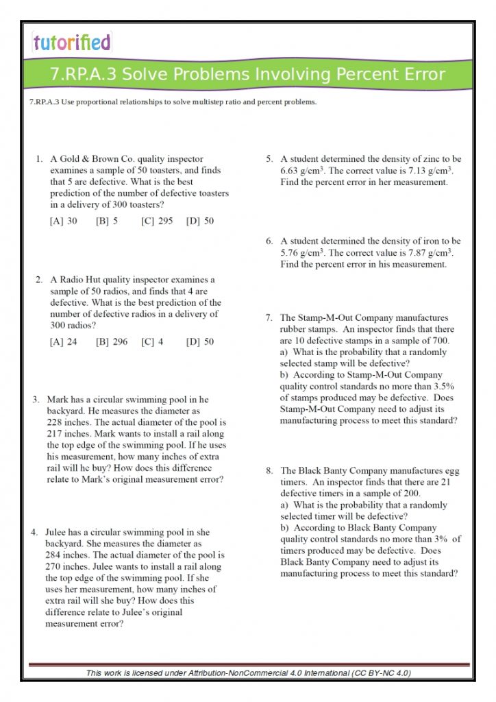 7th Grade Common Core Math Worksheets