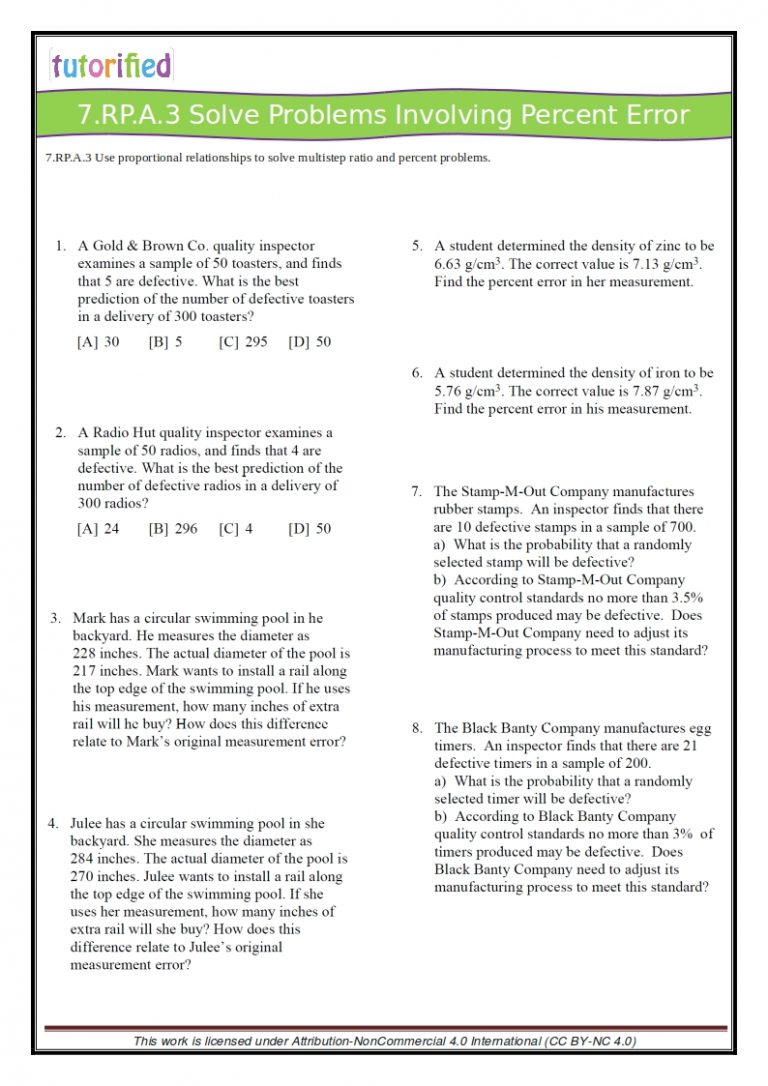 7th Grade Common Core Math Worksheets