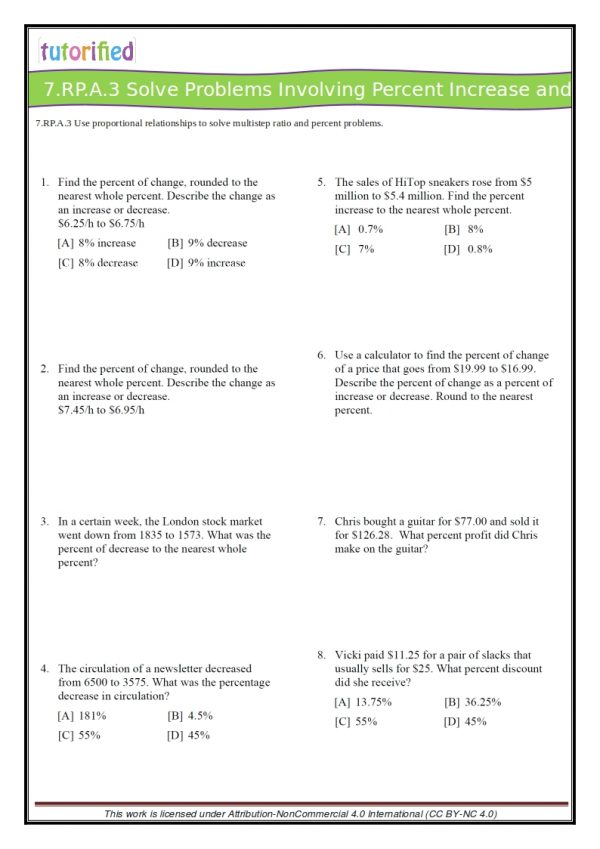 7th Grade Common Core Math Worksheets