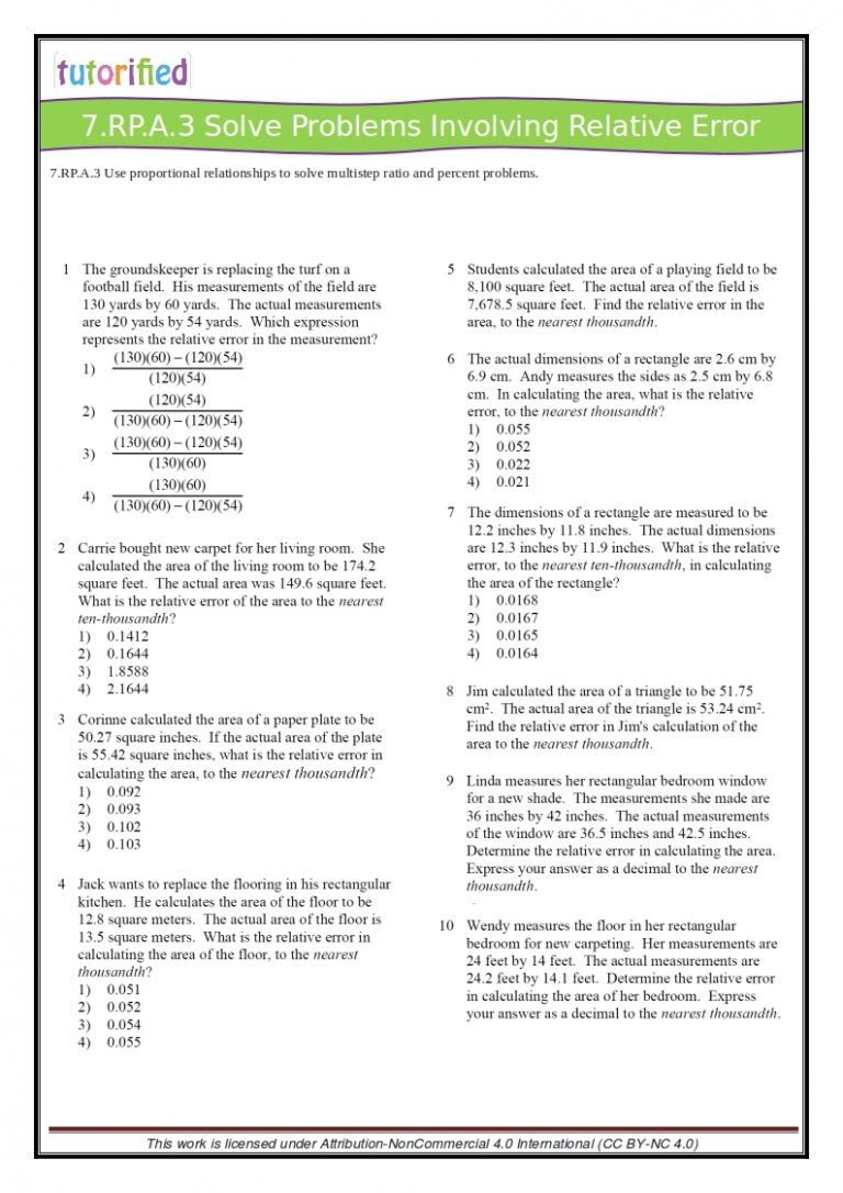 7th Grade Common Core Math Worksheets