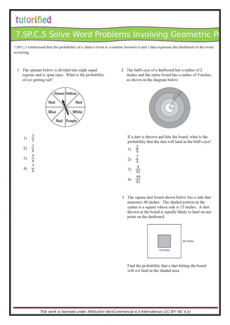 7th Grade Common Core Math Worksheets