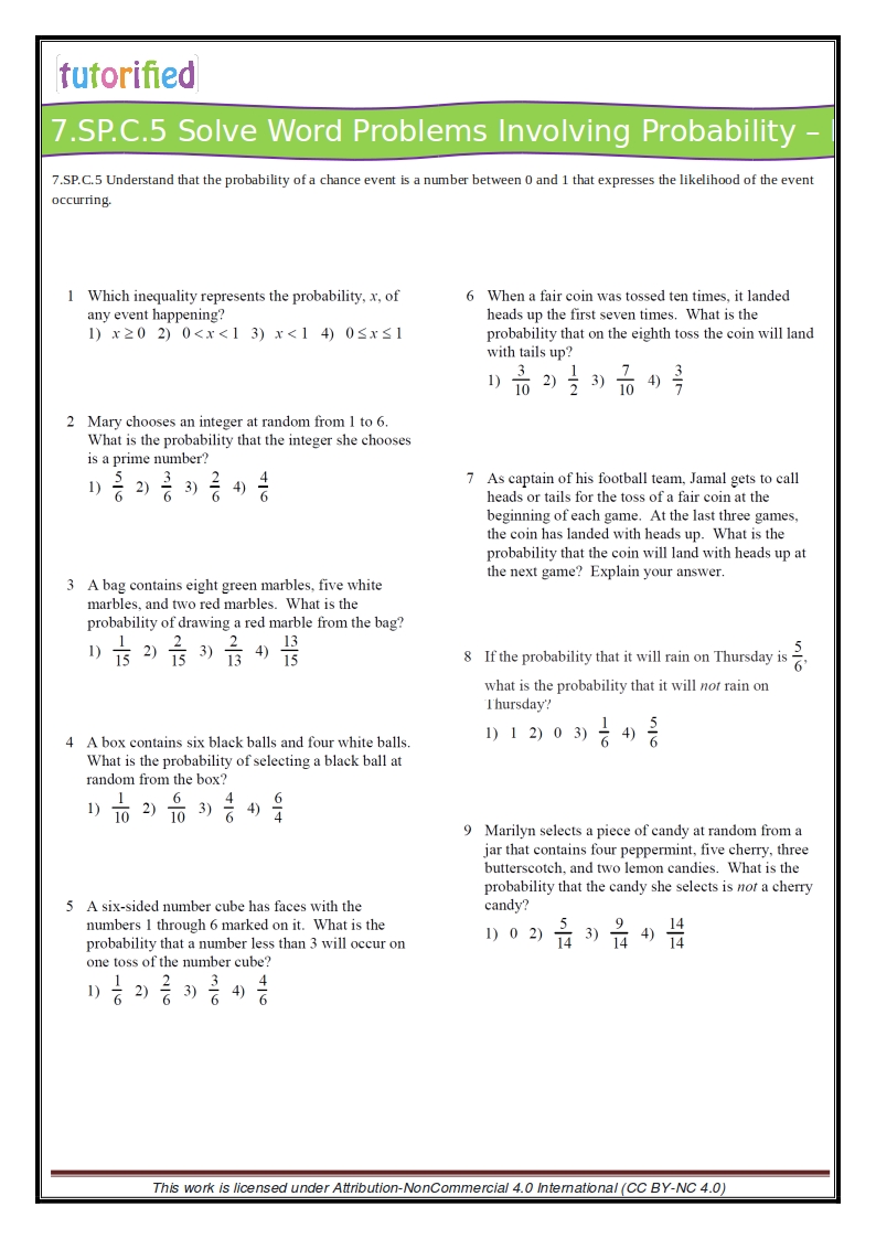 7th Grade Common Core Math Worksheets