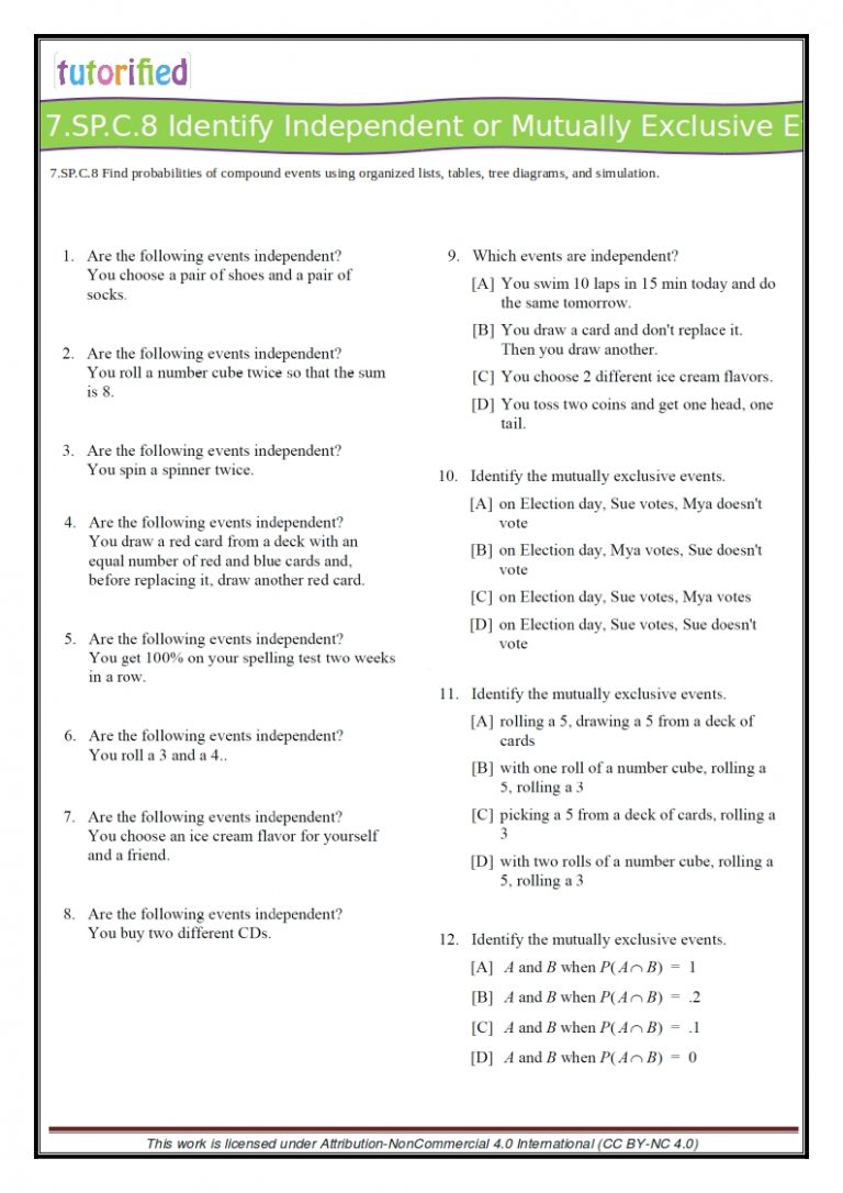 7th Grade Common Core Math Worksheets