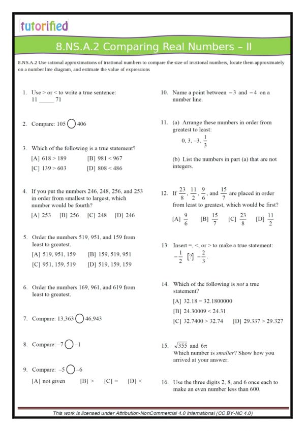 8th Grade Common Core Math Worksheets