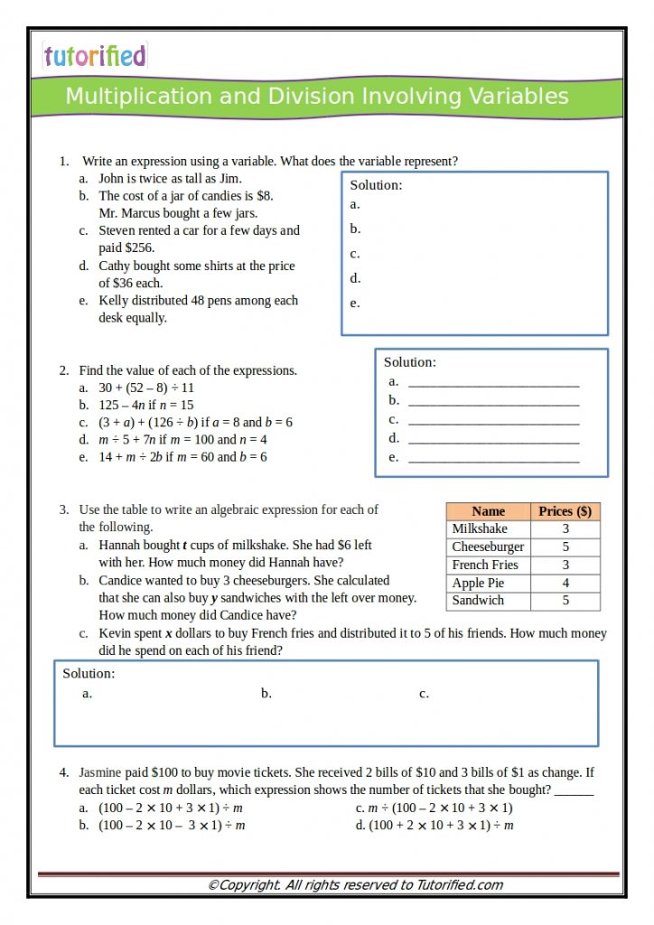 5th Grade Common Core Math Worksheets