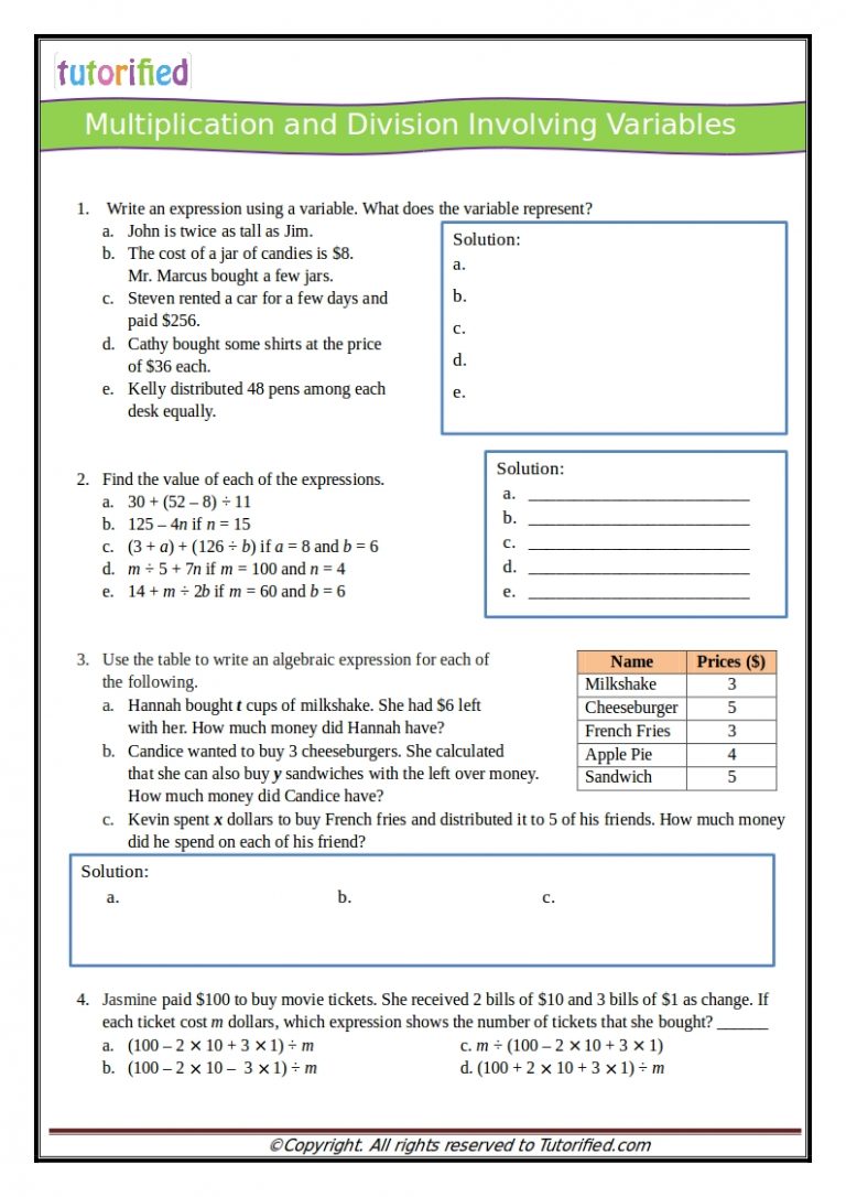 5th Grade Common Core Math Worksheets