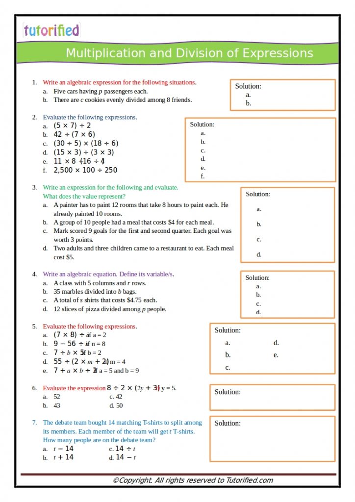 5th Grade Common Core Math Worksheets