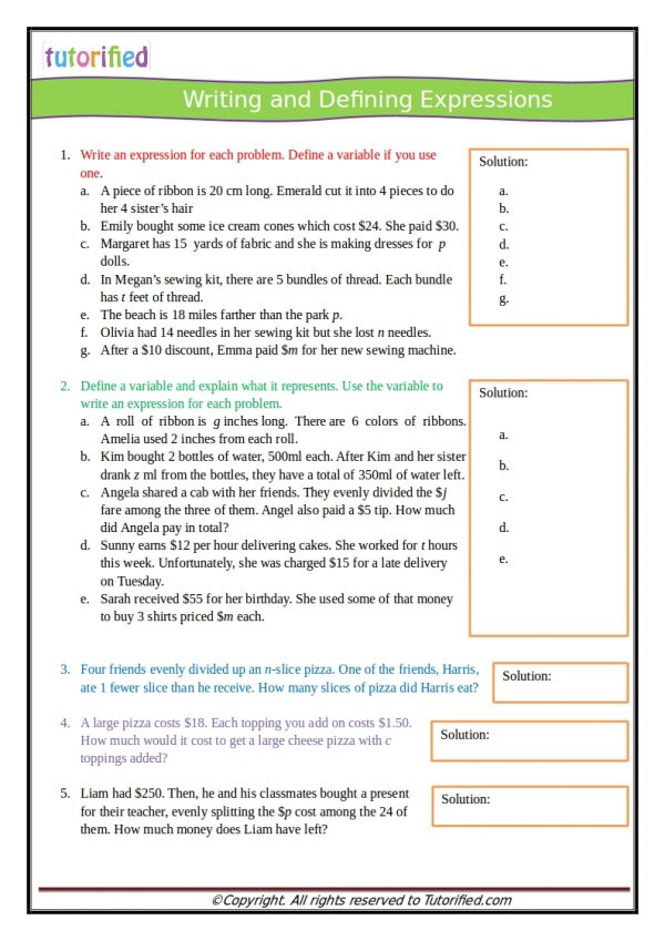 5th Grade Common Core Math Worksheets
