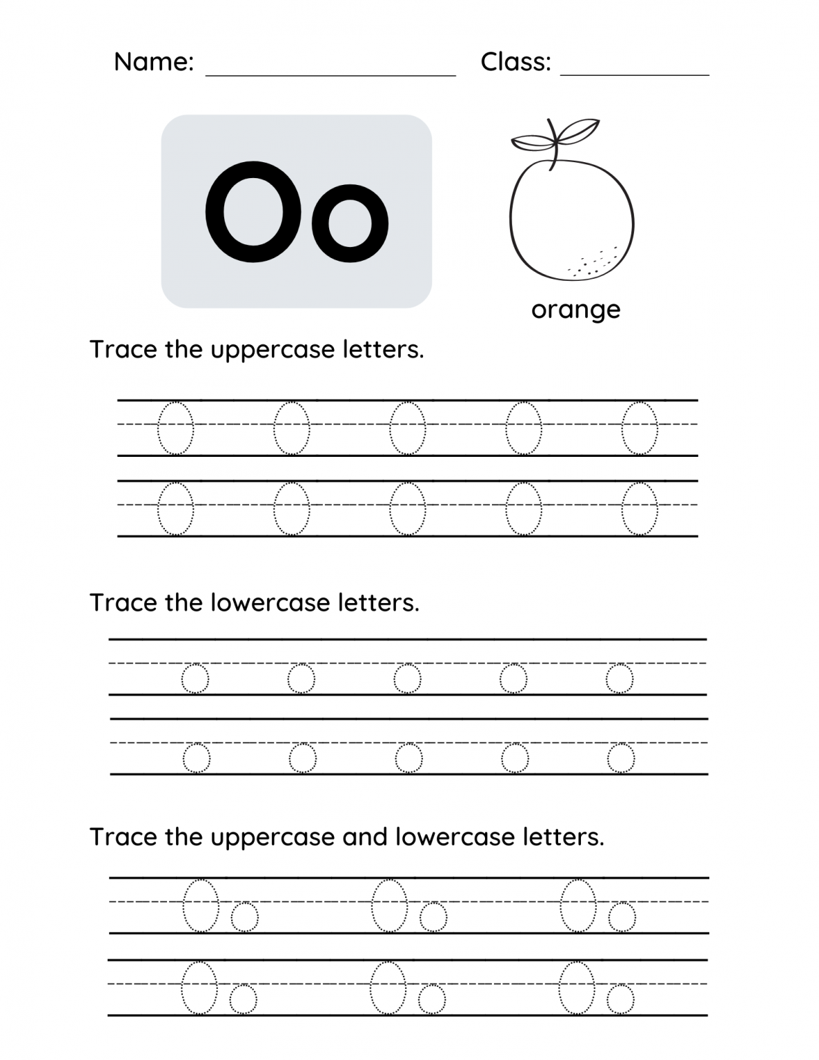 Free Tracing Letter O Printable PDF. Trace the Letter O