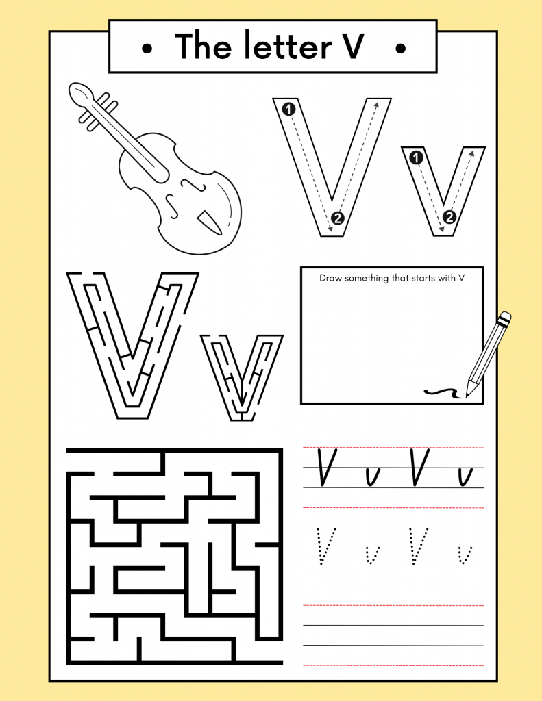 Free Letter V Coloring Pages Printable PDF