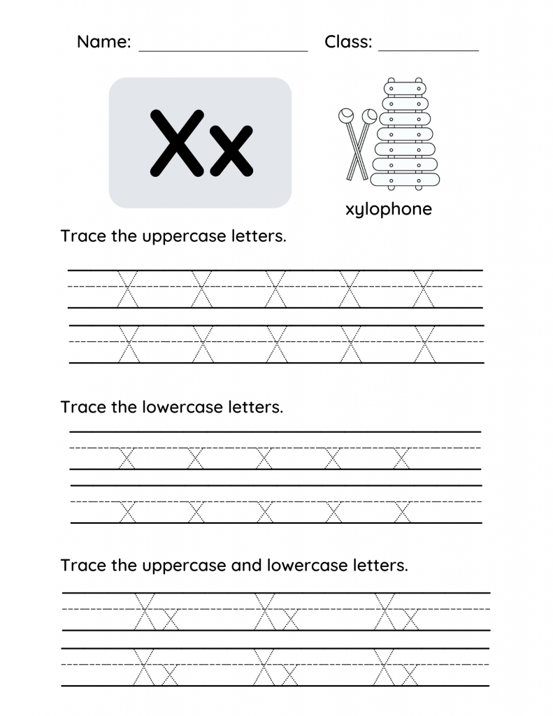 Free Tracing Letter X Printable PDF. Trace the Letter X