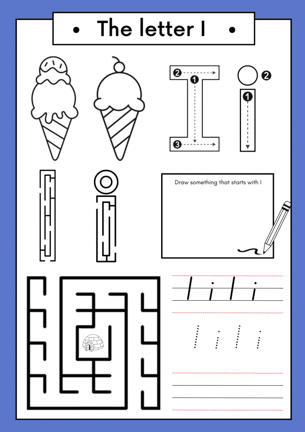 Free Letter I Coloring Pages Printable PDF
