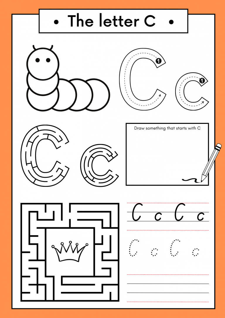 Free Letter C Coloring Pages Printable PDF
