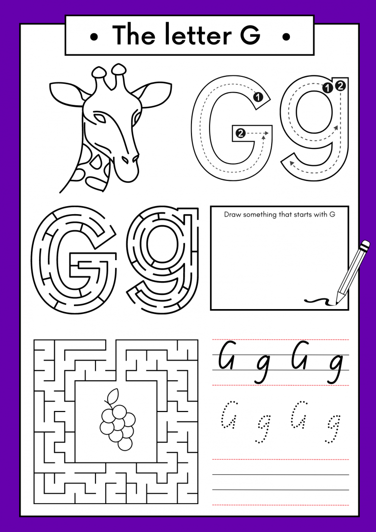 Free Letter G Coloring Pages Printable PDF