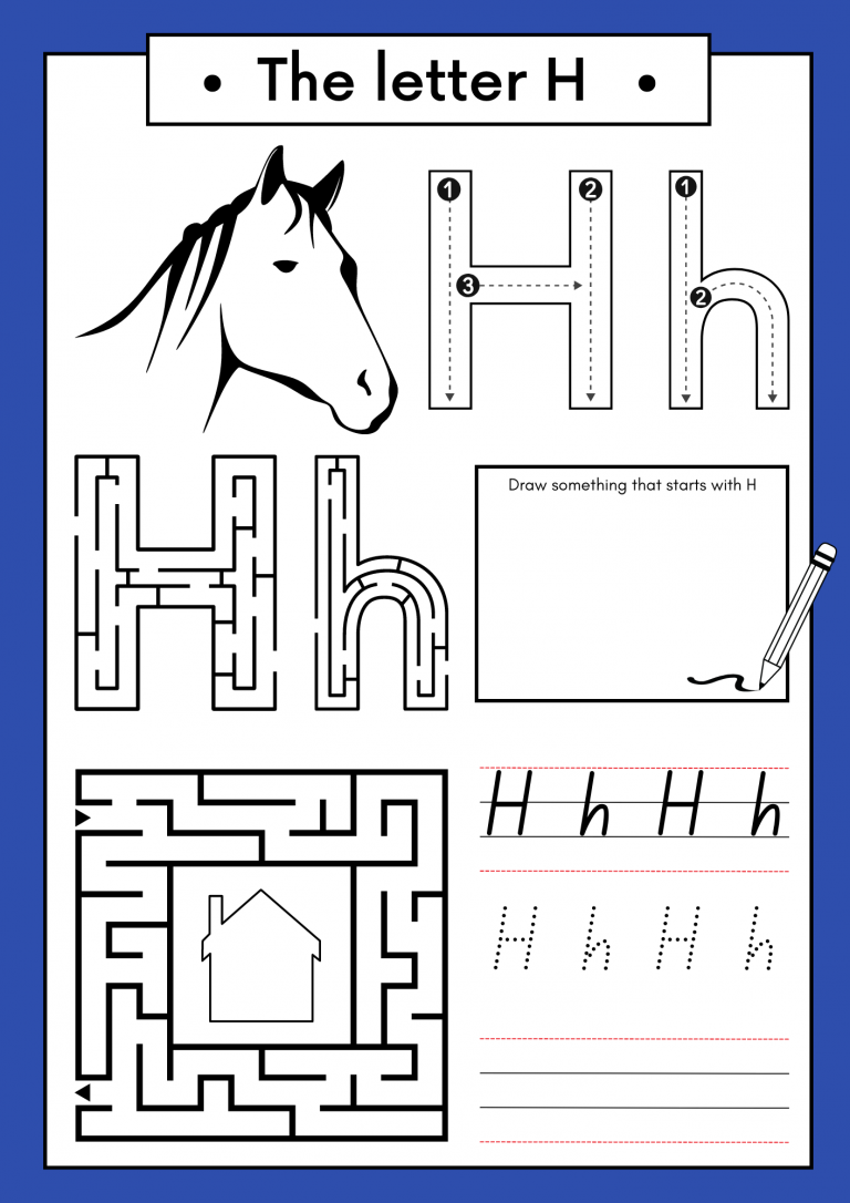 Free Letter H Coloring Pages Printable PDF