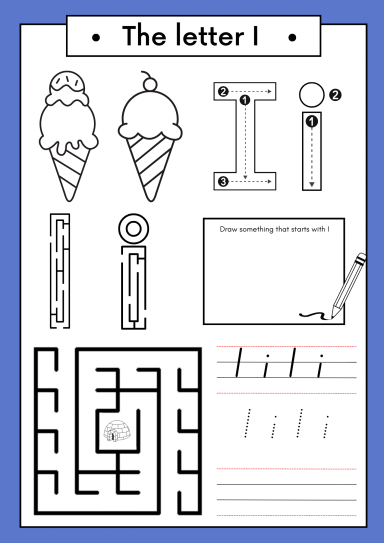 Free Letter I Coloring Pages Printable PDF