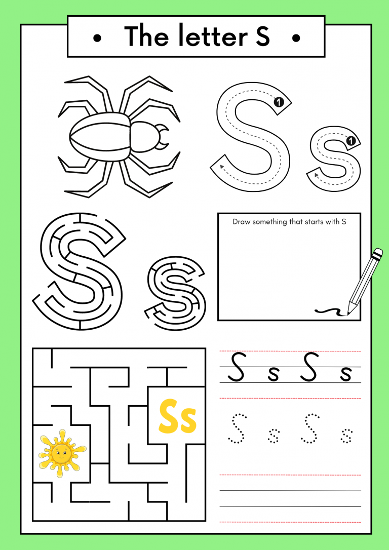 Free Letter S Coloring Pages Printable PDF