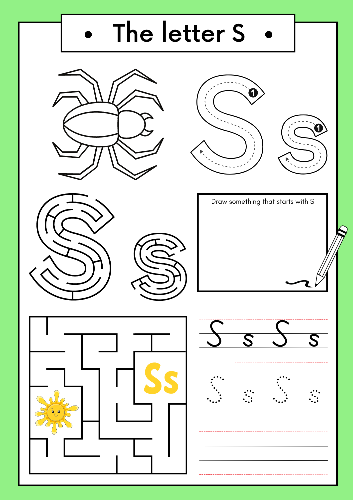 Free Letter S Coloring Pages Printable PDF