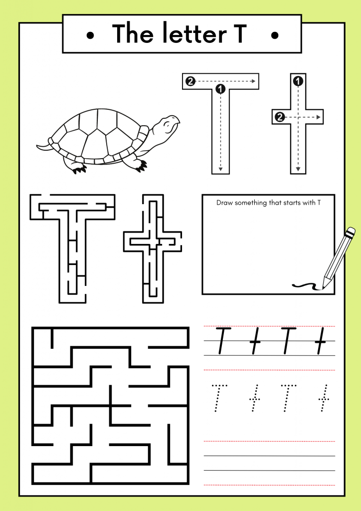 Free Letter T Coloring Pages Printable PDF