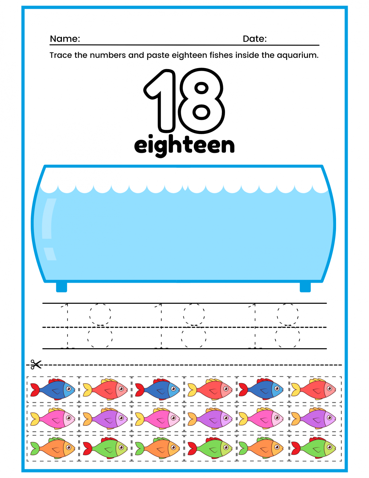 Free Kindergarten Number 18 Worksheets Printable PDF Free Kindergarten Number 18 Worksheets Printable PDF