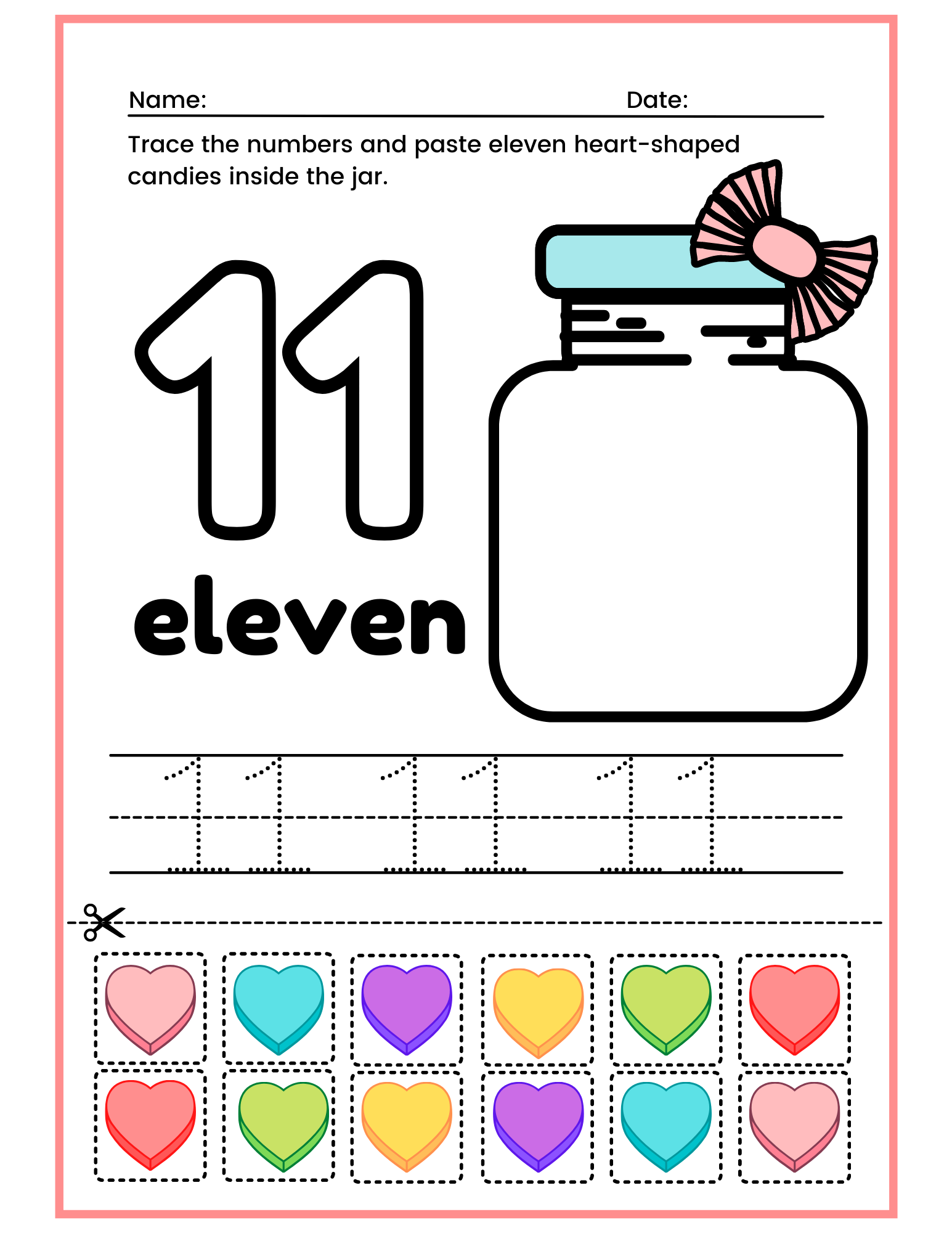 Free Kindergarten Number 11 Worksheets Printable PDF